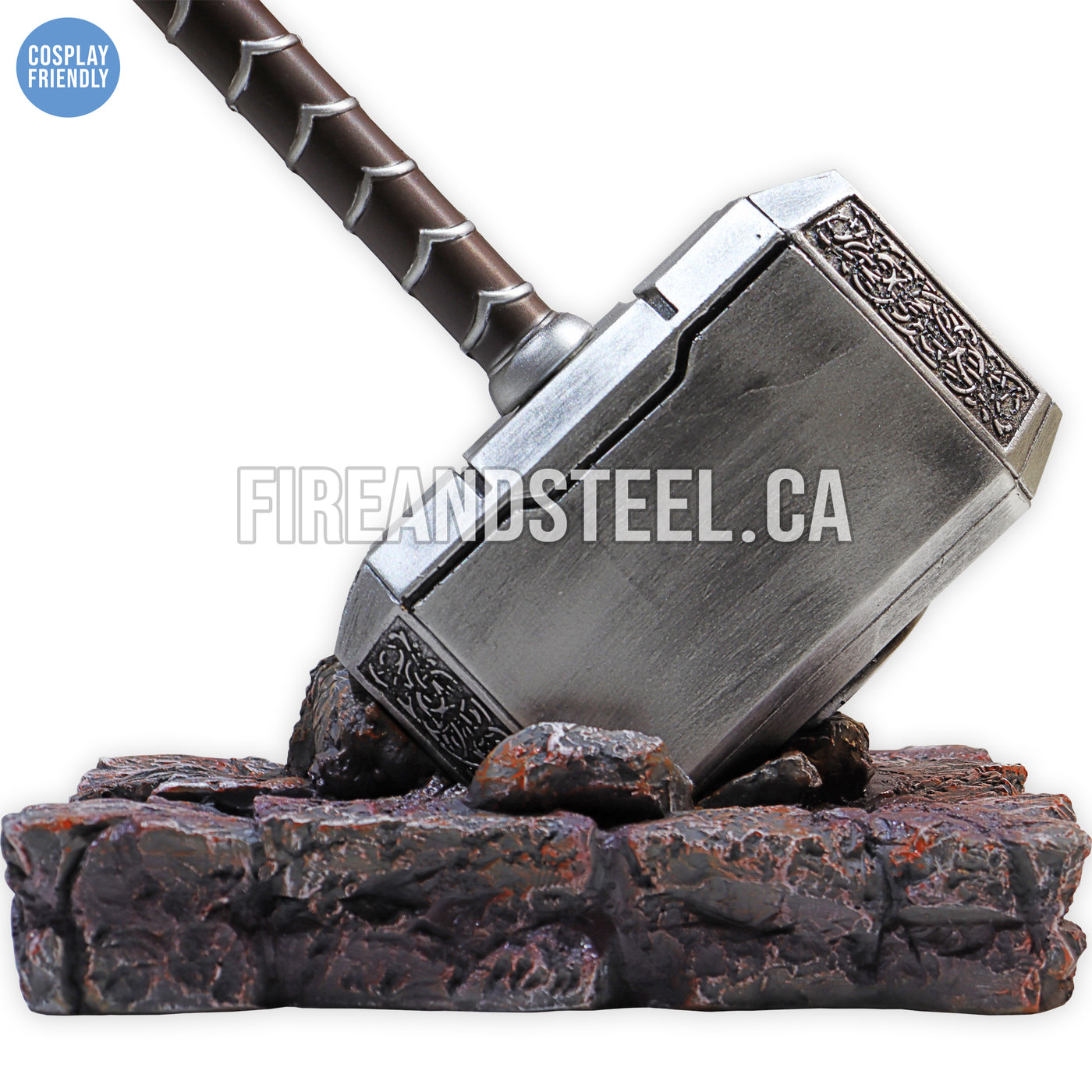 Thor's "Mjolnir" Hammer Display Stand (Resin) — Fire and Steel