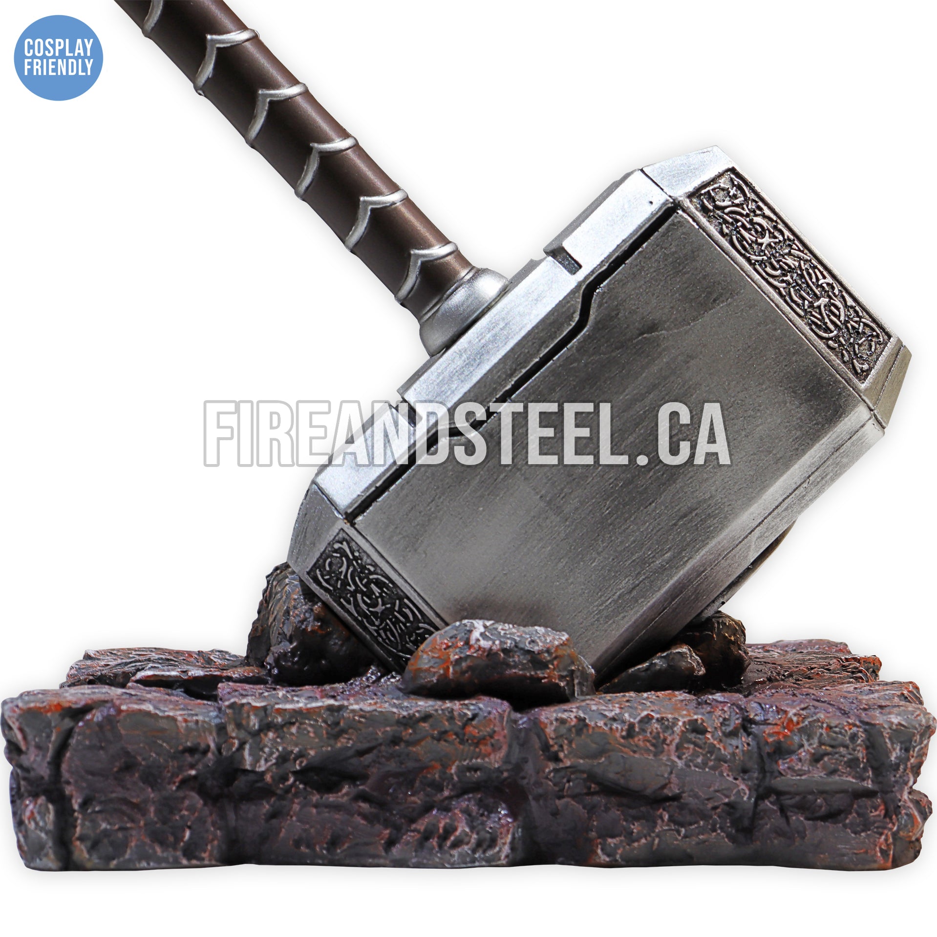 Thor's "Mjolnir" Hammer Display Stand (Resin) — Fire and Steel